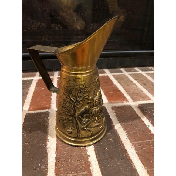 nobrand | Other | Vintage Brass Embossed Pitcher Made In England 825 ...